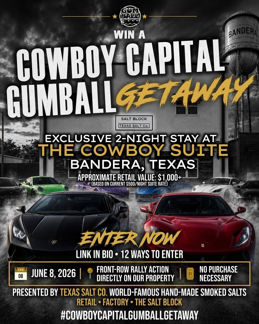 Gumball 3000 Bandera 2026 · Hill Country Supercar Rally